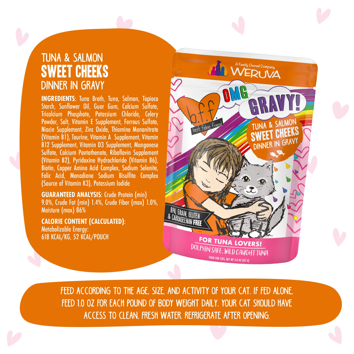Weruva BFF Tuna & Salmon Sweet Cheeks Recipe Pouches Wet Cat Food ...